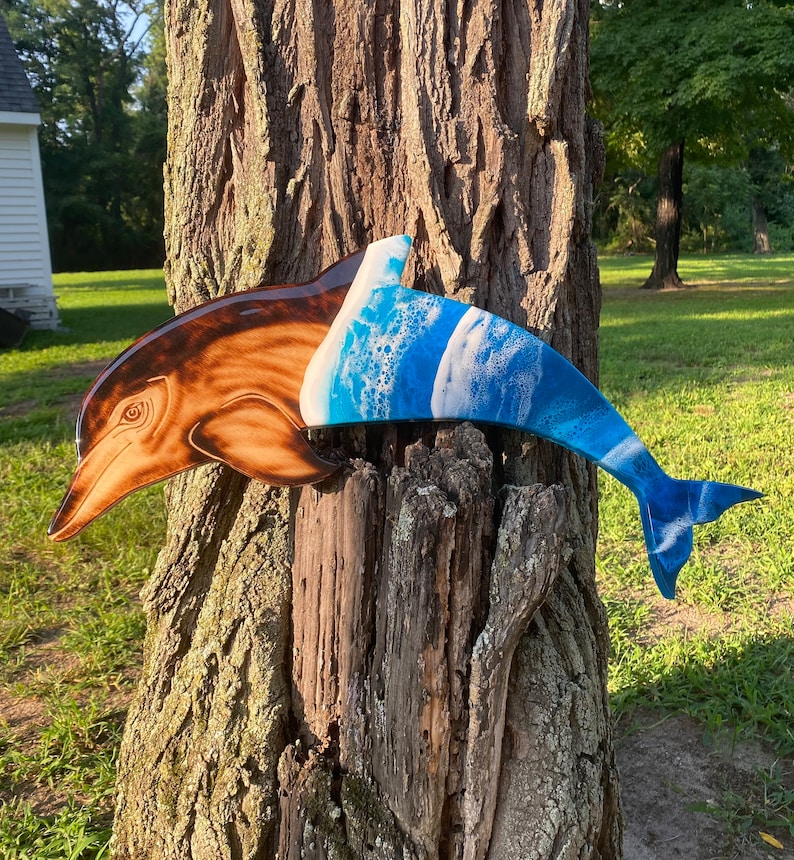 Wood Burned & Resin Dolphin Wall Décor - Etsy