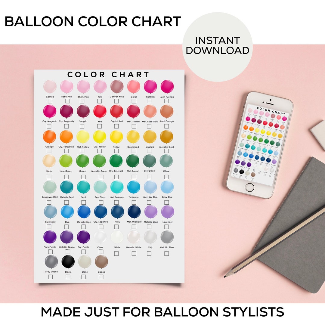 Balloon Color Chart, Balloon Menus, Balloon Garlands, Balloons, Balloon ...