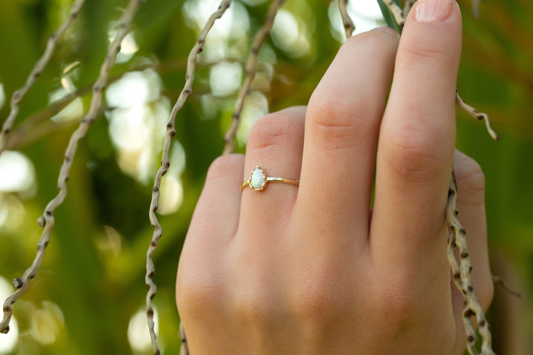 Gold Opal Ring October Birthstone Ring Simple Dainty and - Etsy