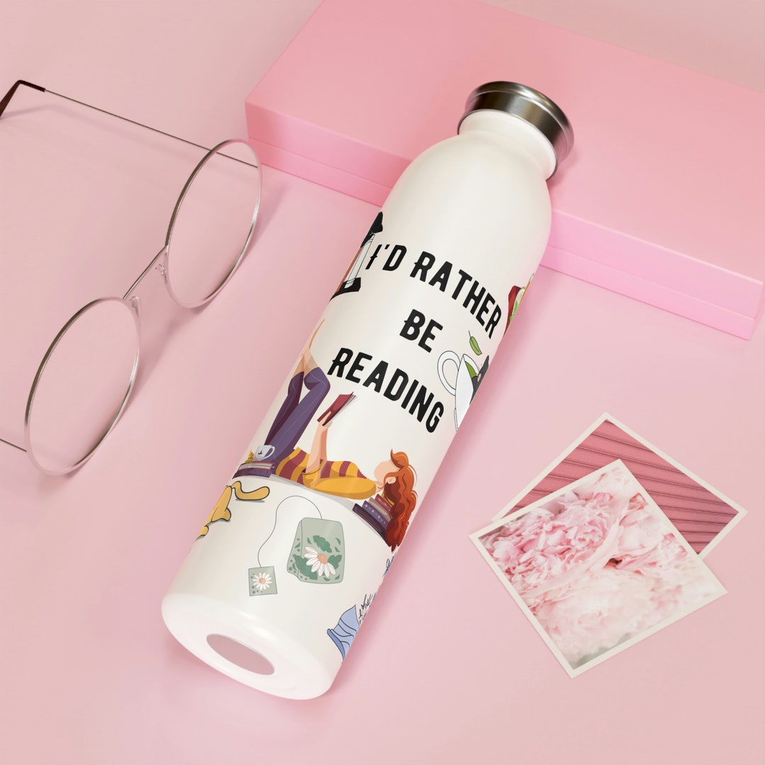 Sticker Design Book Lover Slim Water Bottle Books Cats - Etsy