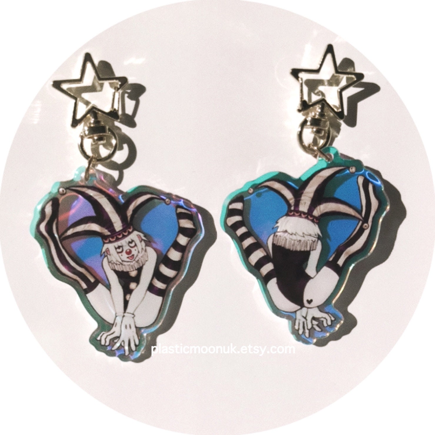 Clown Boy Moth Circus Jester Holographic Sticker Keychain Charm - Etsy