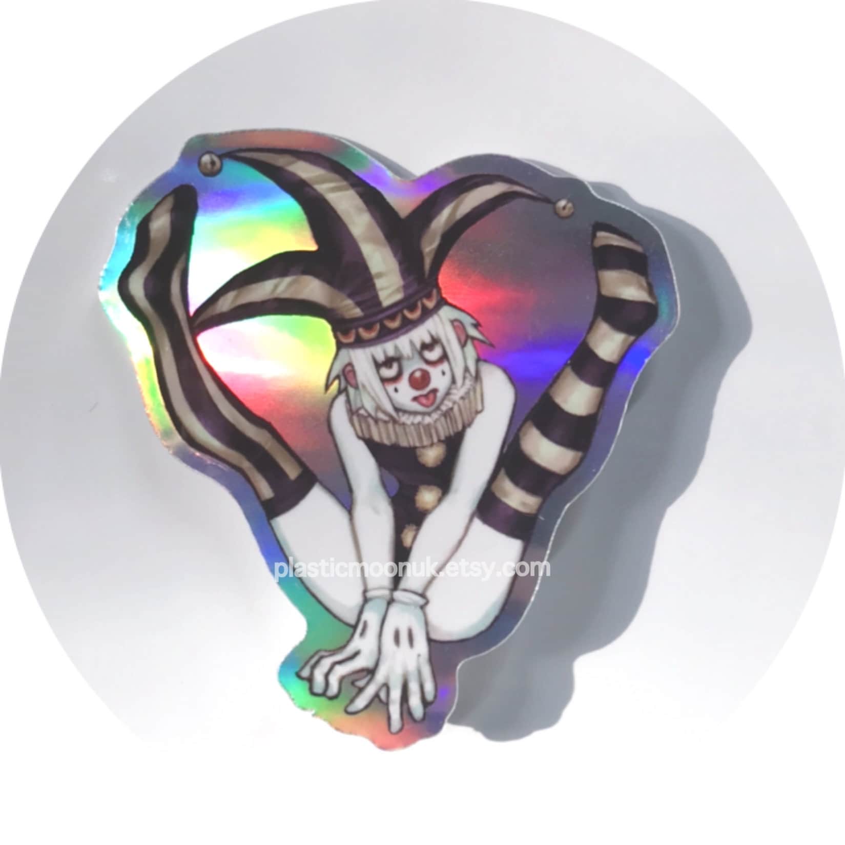 Clown Boy Moth Circus Jester Holographic Sticker Keychain Charm - Etsy