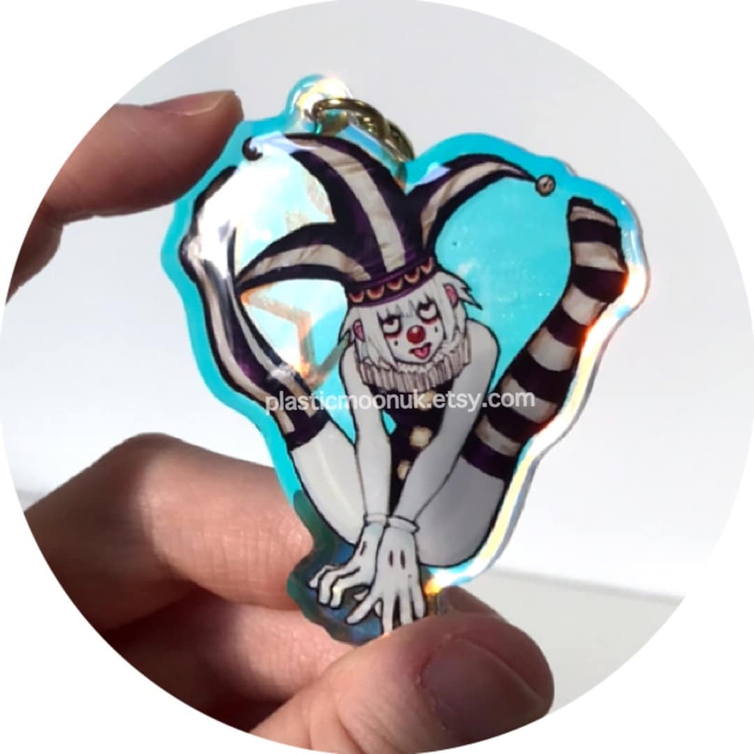 Clown Boy Moth Circus Jester Holographic Sticker Keychain Charm - Etsy