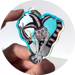Clown Boy Moth Circus Jester Holographic Sticker Keychain Charm - Etsy