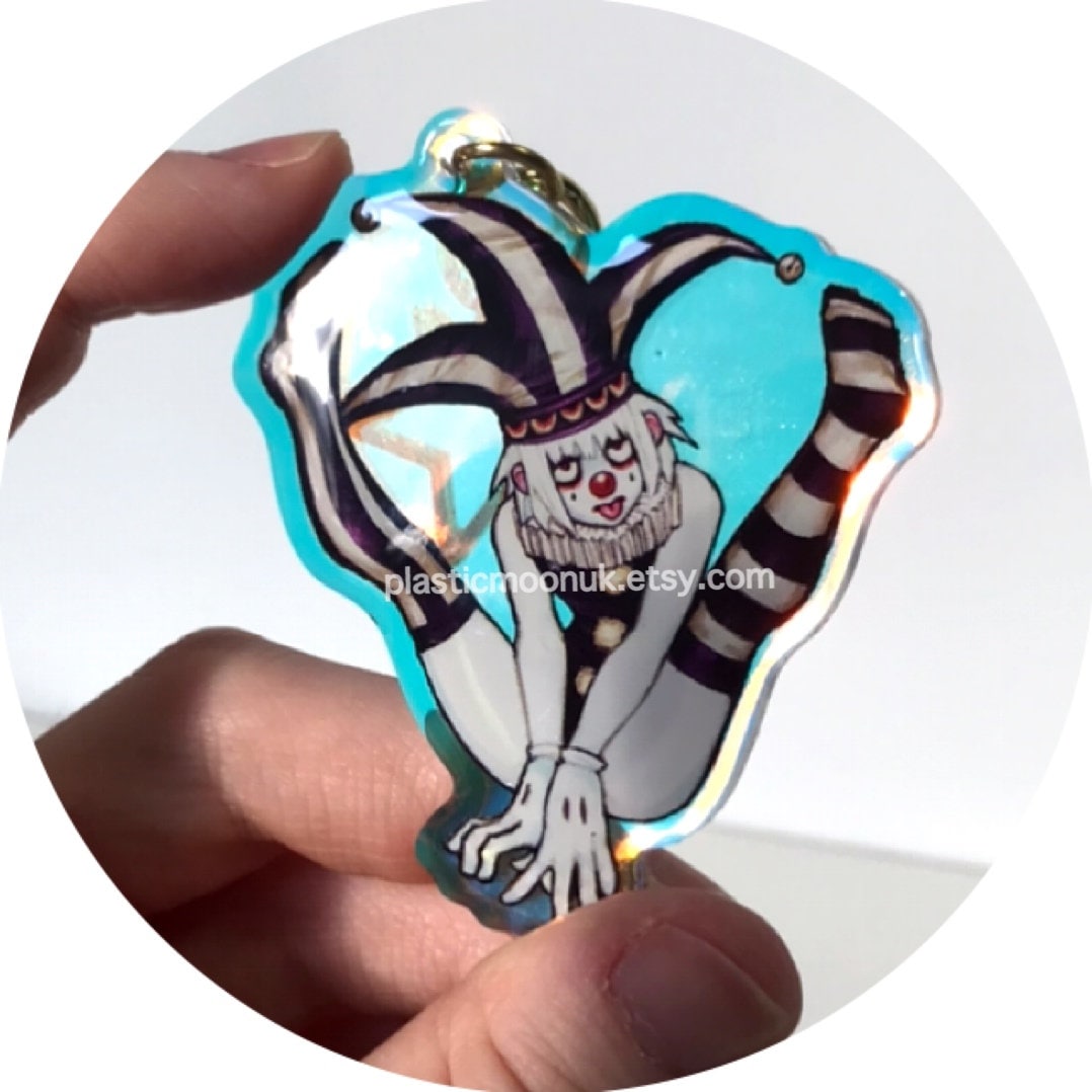 Clown Boy Moth Circus Jester Holographic Sticker Keychain Charm - Etsy