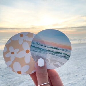 Ocean Sunset Circle Sticker | Waterproof Aesthetic Sticker || Durable ...