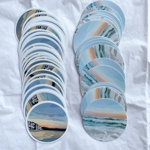 Ocean Sunset Circle Sticker | Waterproof Aesthetic Sticker || Durable ...