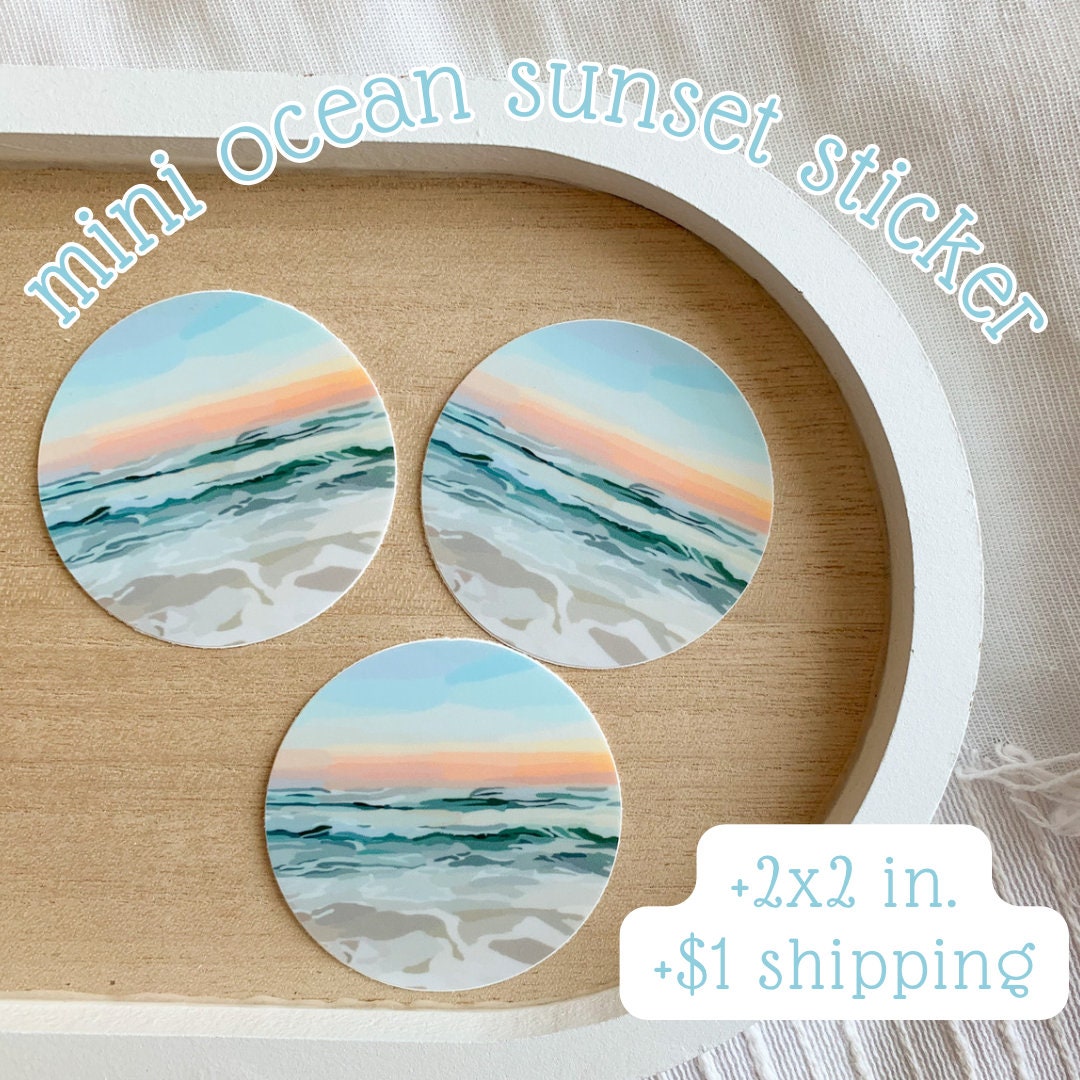 Mini Ocean Sunset Sticker Dishwasher Safe, Waterproof Decal for Laptop ...