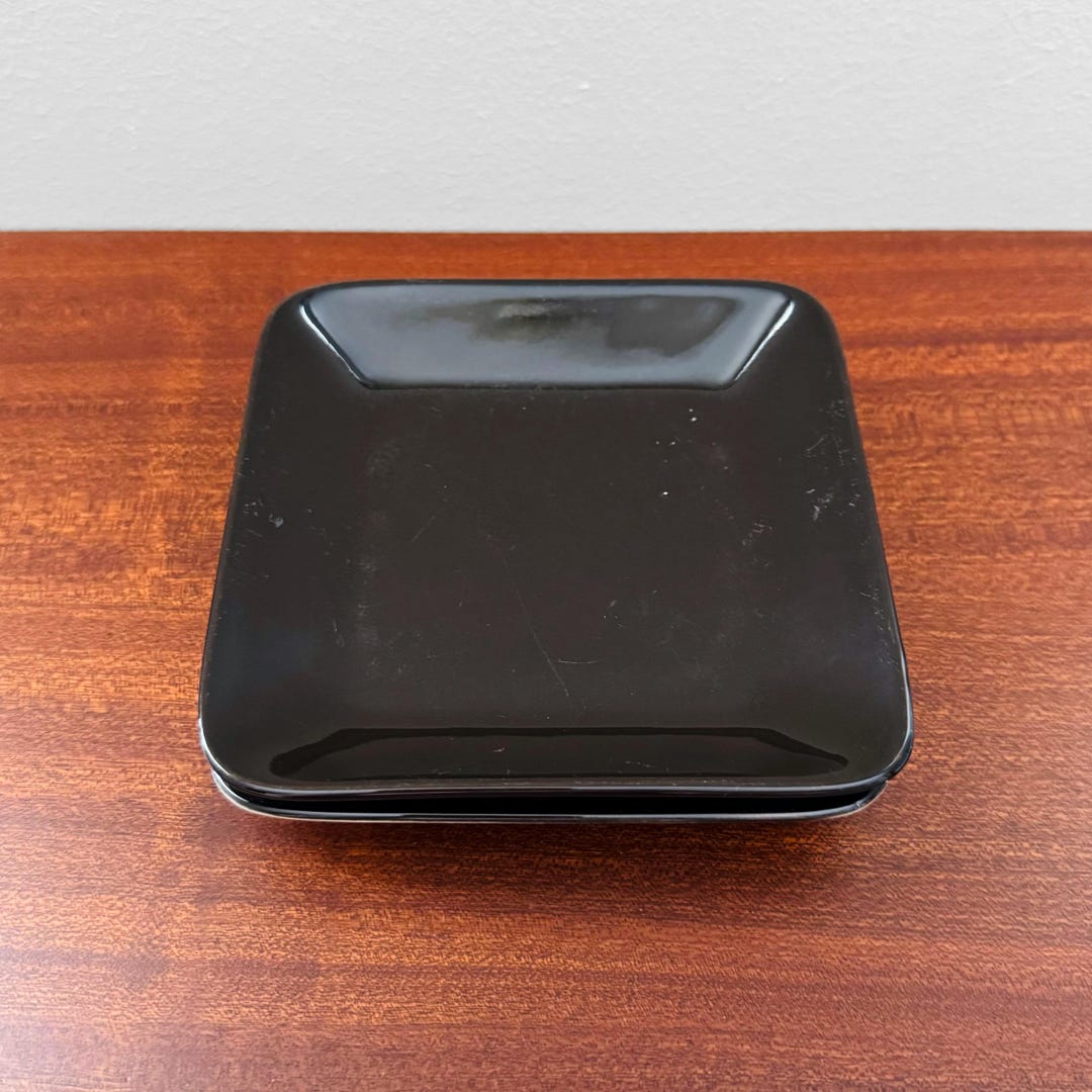 Arabia Kilta. Pair of Black Square Plates. Designed by Kaj Franck ...