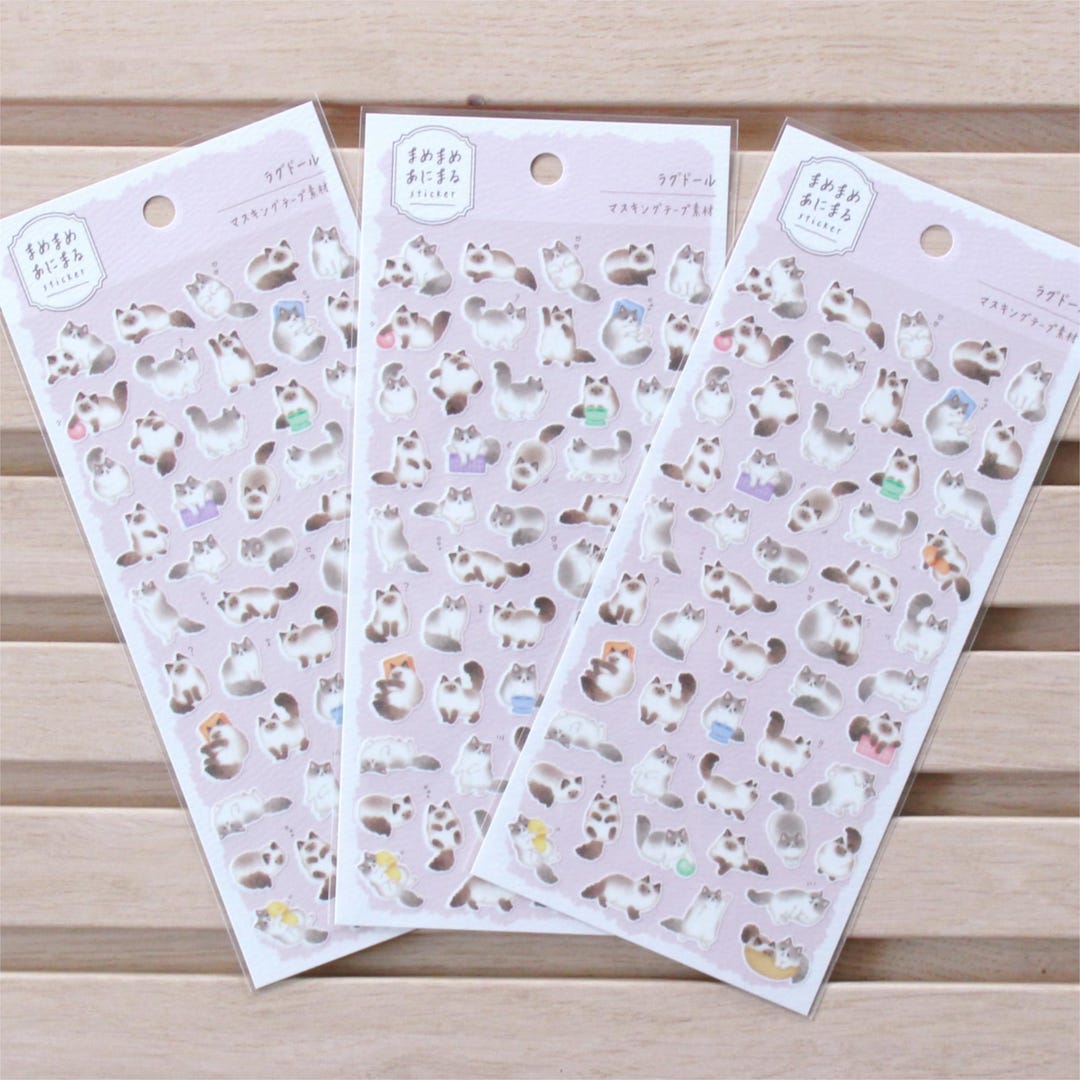 Cute Ragdoll Cat Sticker Sheets by Mind Wave | Japanese Neko Stickers ...