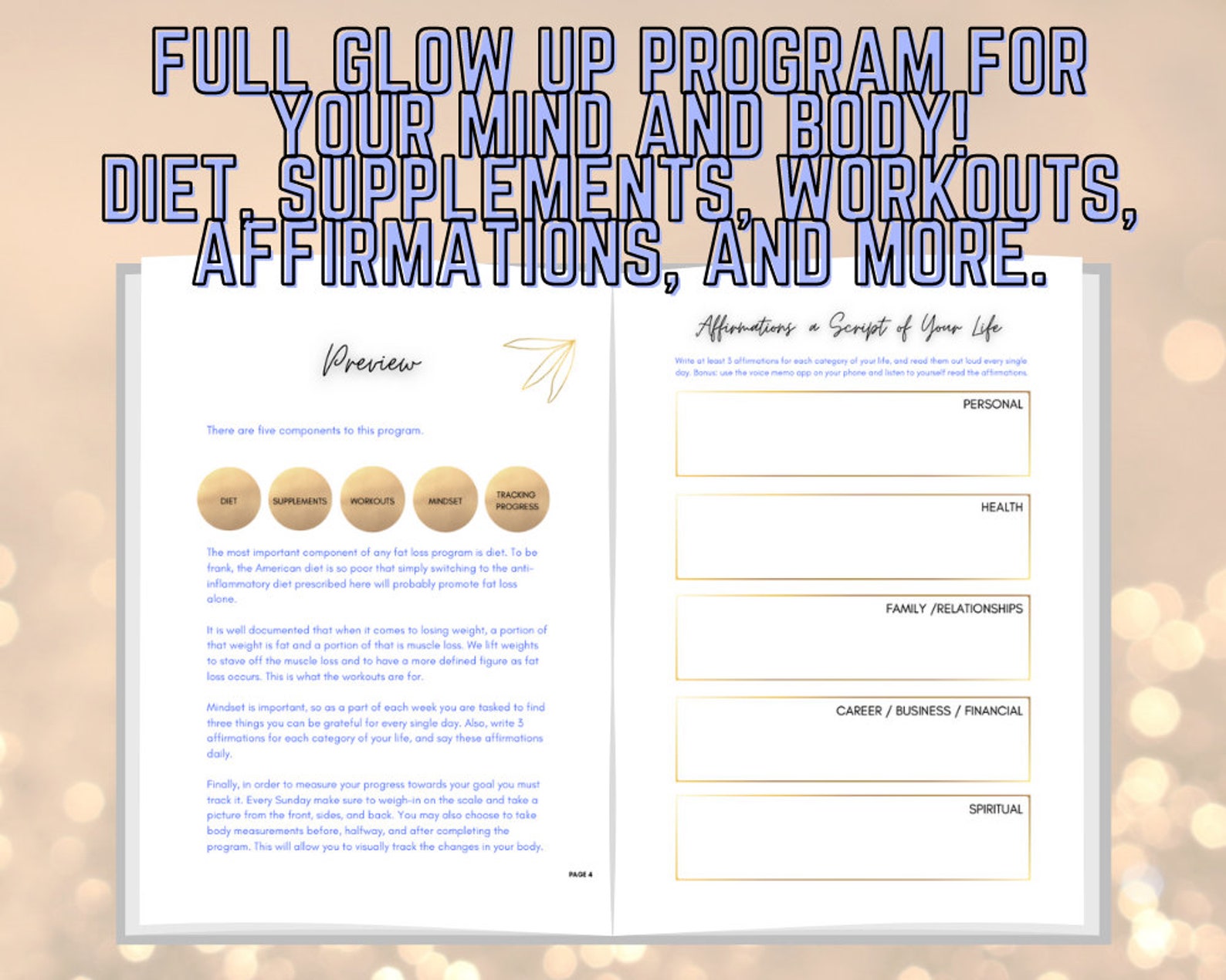 Printable Glow up Workout Challenge Tracker | Printable Workout Plan ...