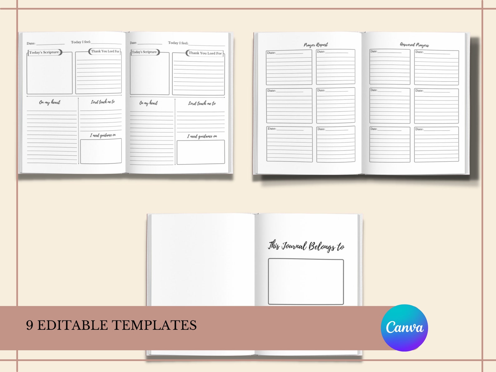 PRAYER JOURNAL 8 X 10, Editable Canva Template, KDP Interior - Etsy
