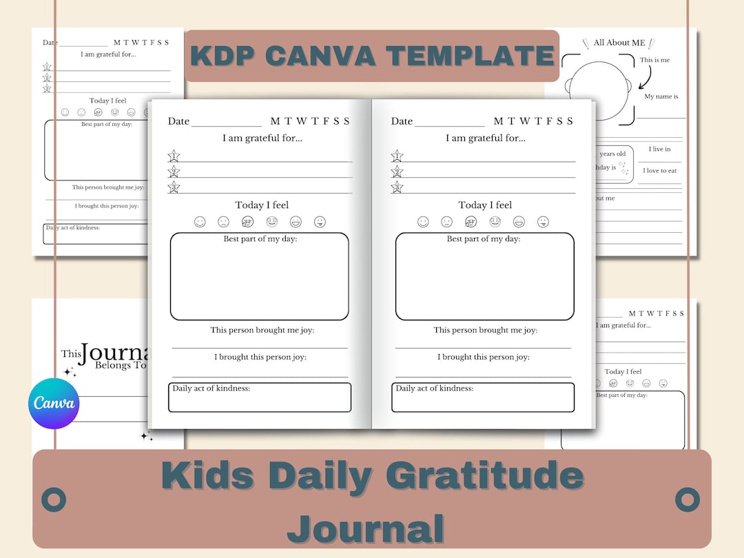 KDP Interior - Kids Daily Gratitude Journal - Canva Editable Template ...