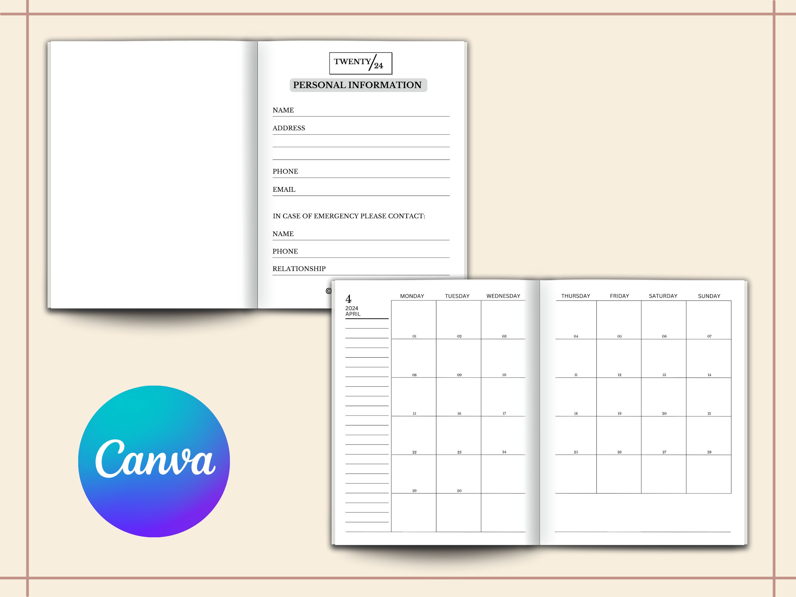 2024 Canva Editable KDP Interior Planner Templates Low Content ...