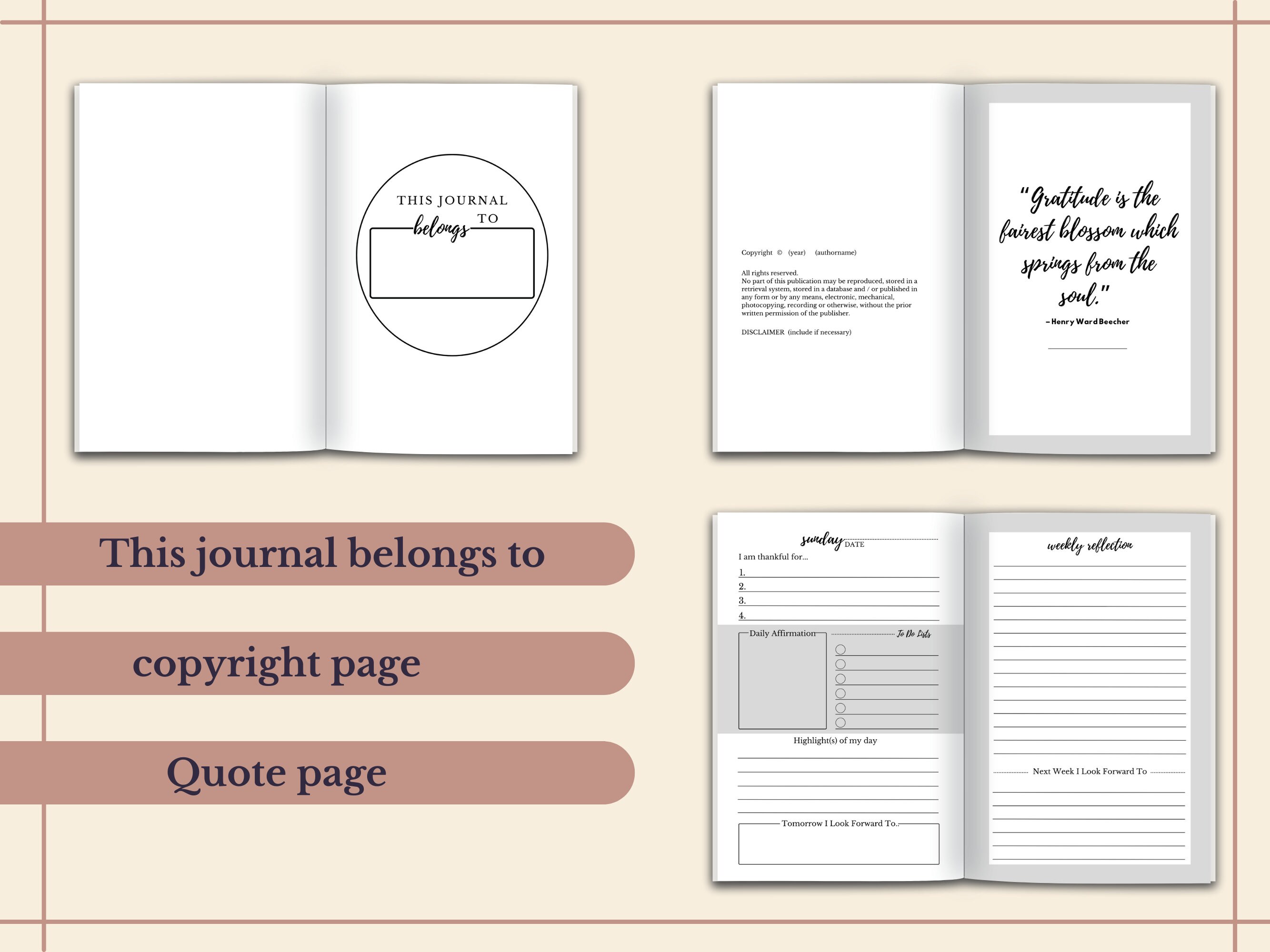 KDP Interior | Gratitude Journal (6x9) | Canva Editable Template - Etsy