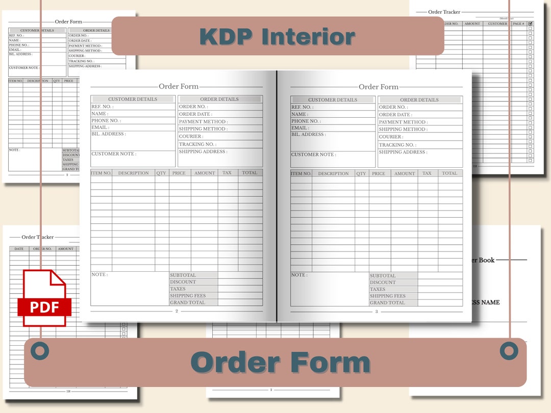 KDP Interior - Order Form & Order Tracker - Ready to Upload PDF ...