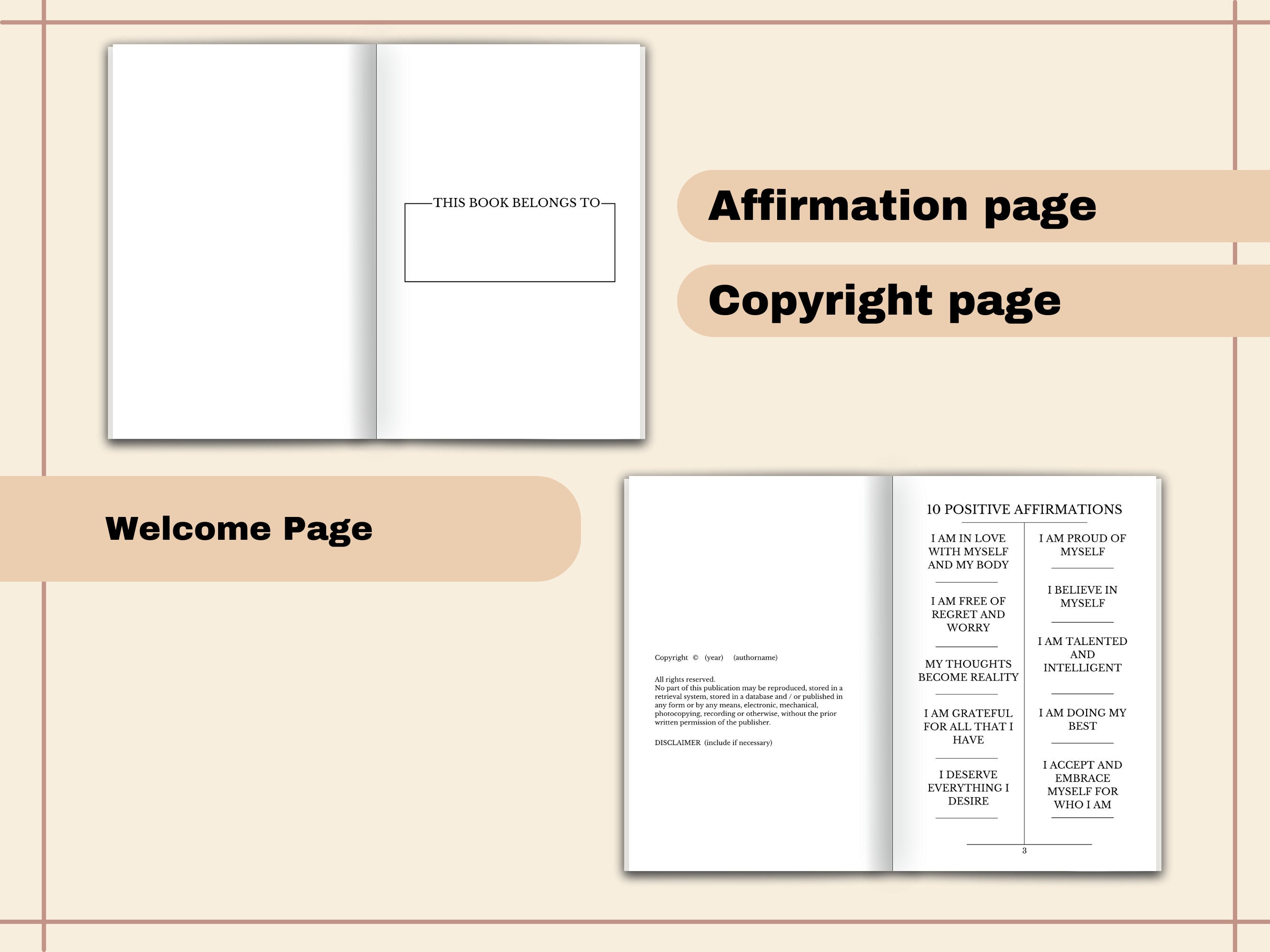 KDP Canva Editable Template; Daily Affirmation and Gratitude Journal ...