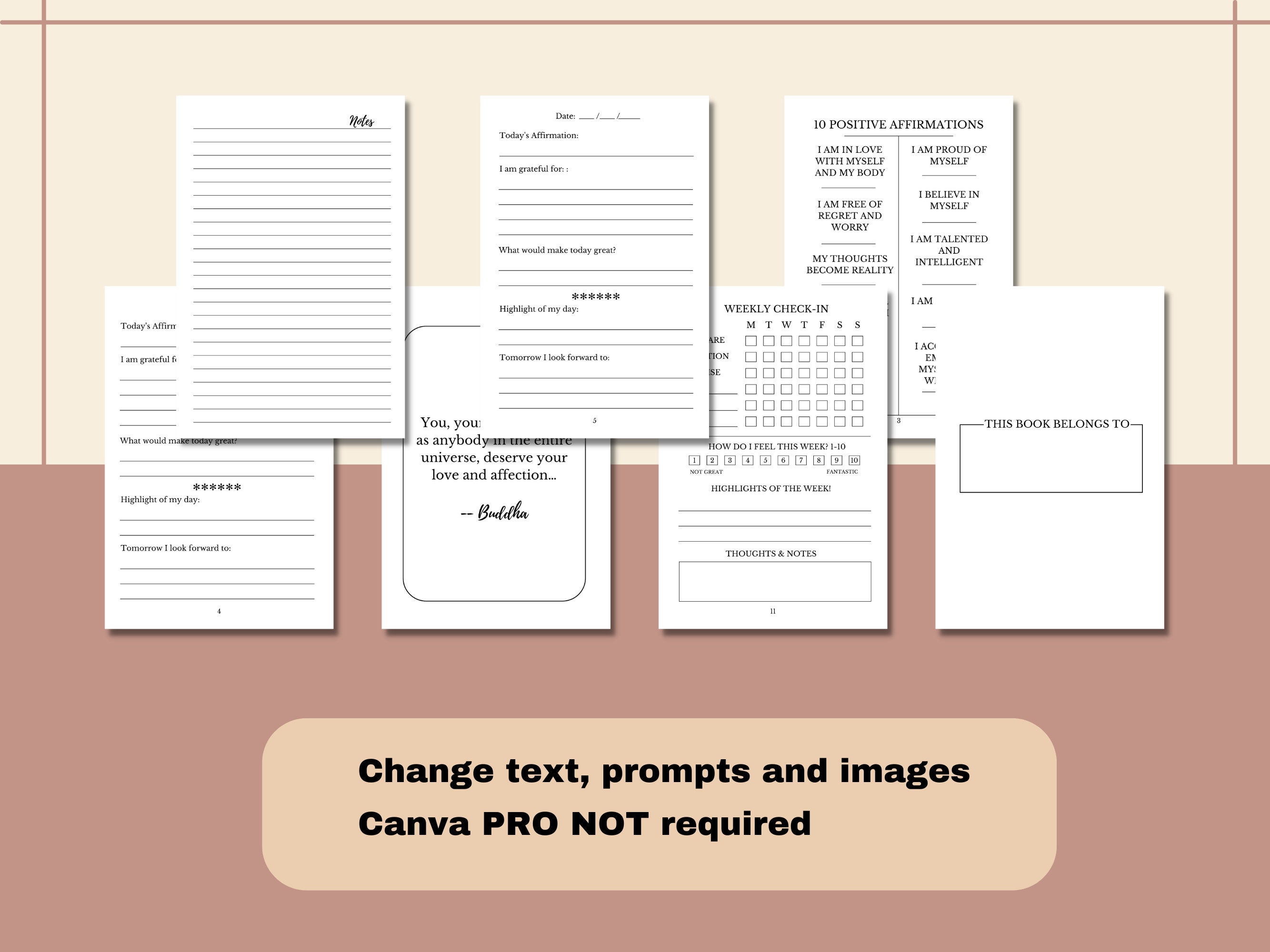 KDP Canva Editable Template; Daily Affirmation and Gratitude Journal ...