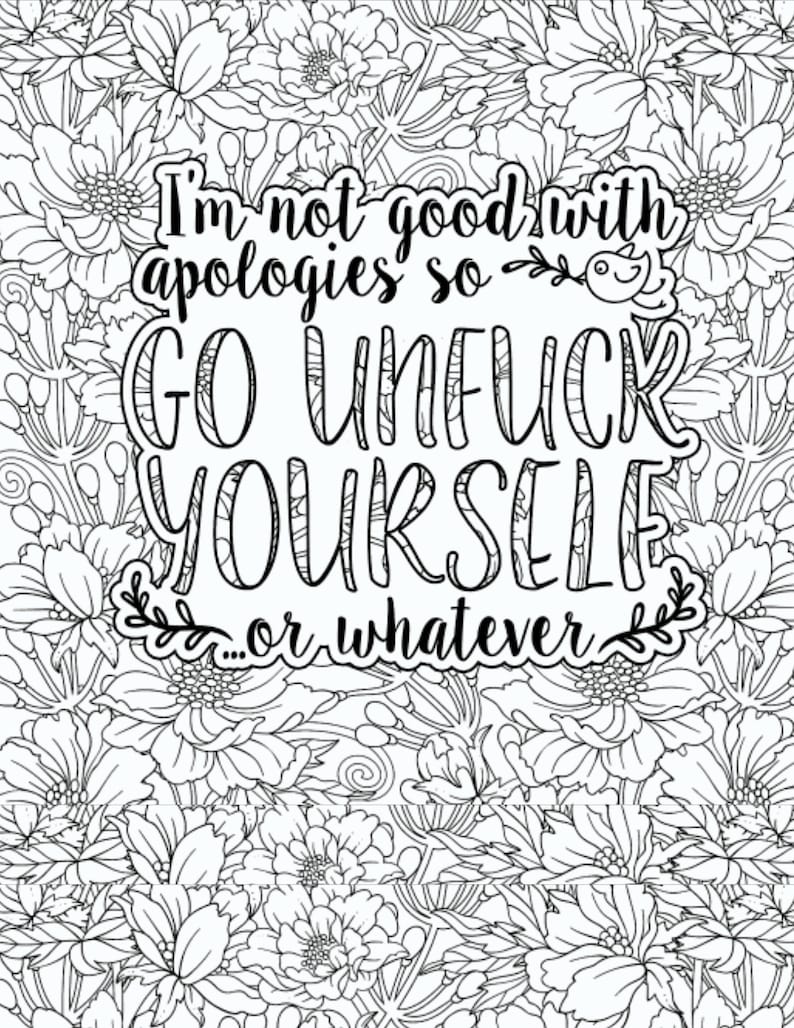 Sweary Word Adult Coloring Book - Digital Download - Etsy