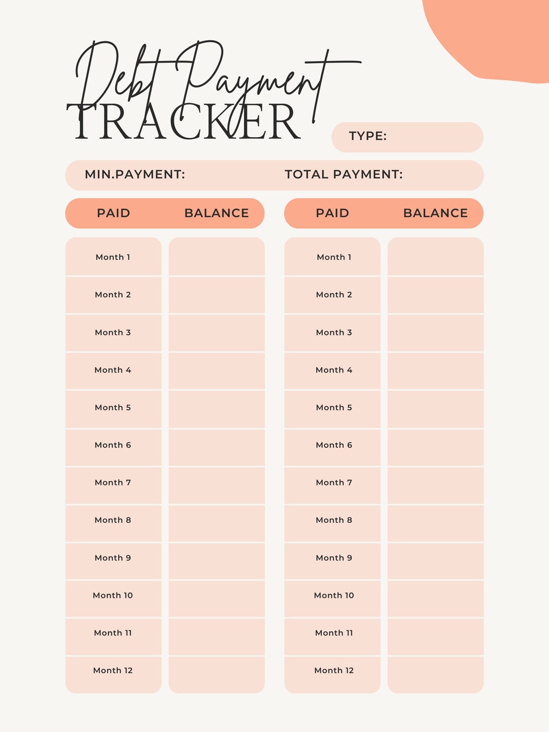 Debt Payment Tracker & Savings Planner Printable - Template - Etsy