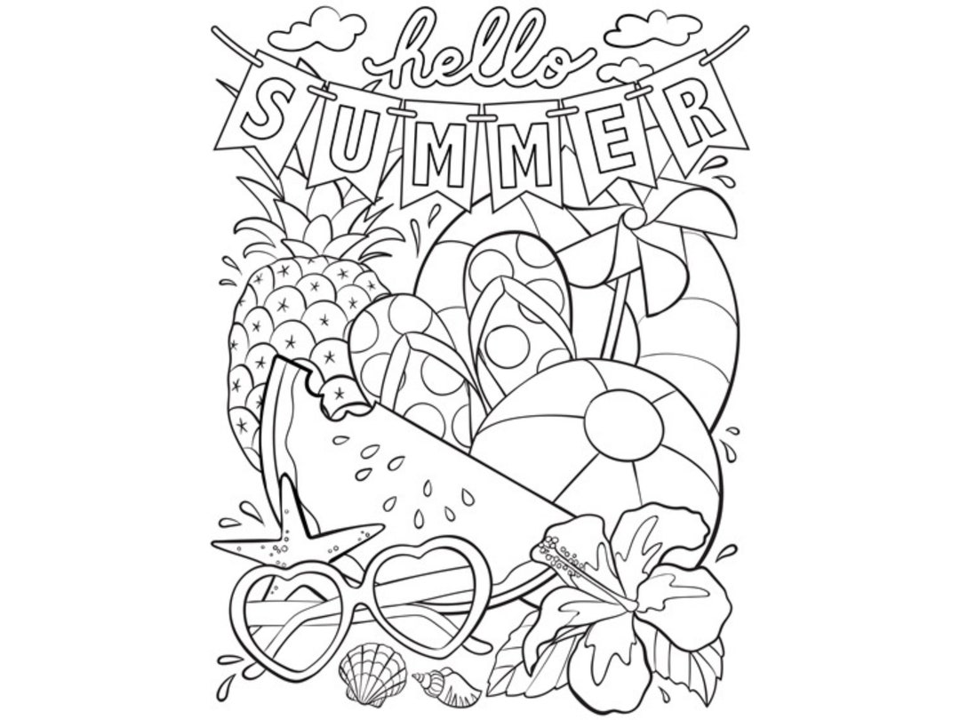 Summer Digital Coloring Book - 26 Pages - Etsy