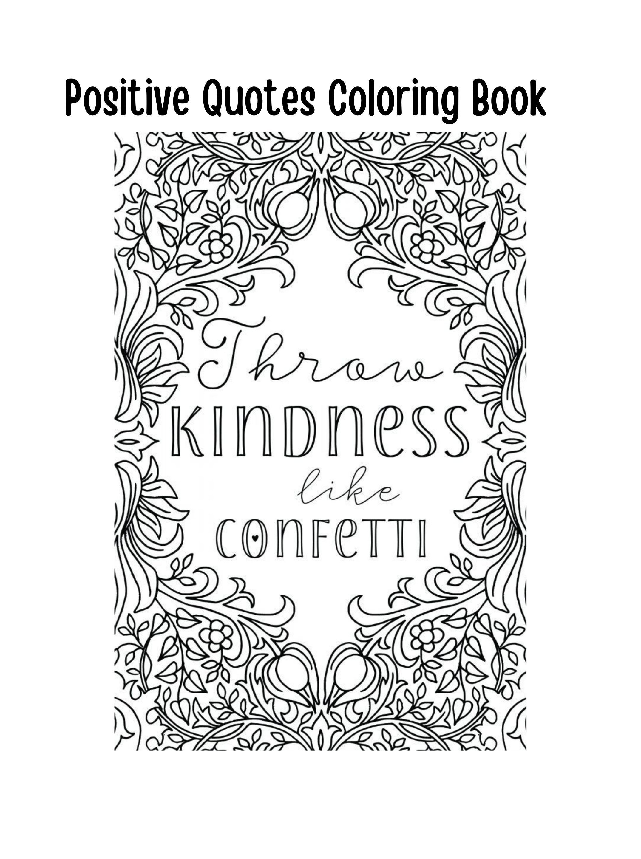 Positive Quotes Coloring Book - 35 Page Digital Download - Etsy
