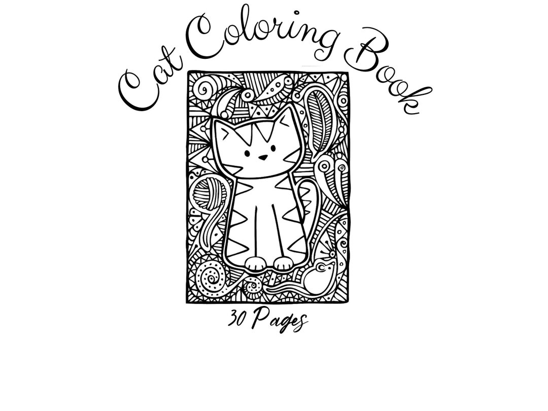 Adult Cat Coloring Book - 30 Pages - Digital Download/printable - Etsy