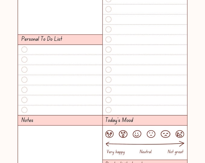 Daily Simple Planner Printable Downloadable - Etsy