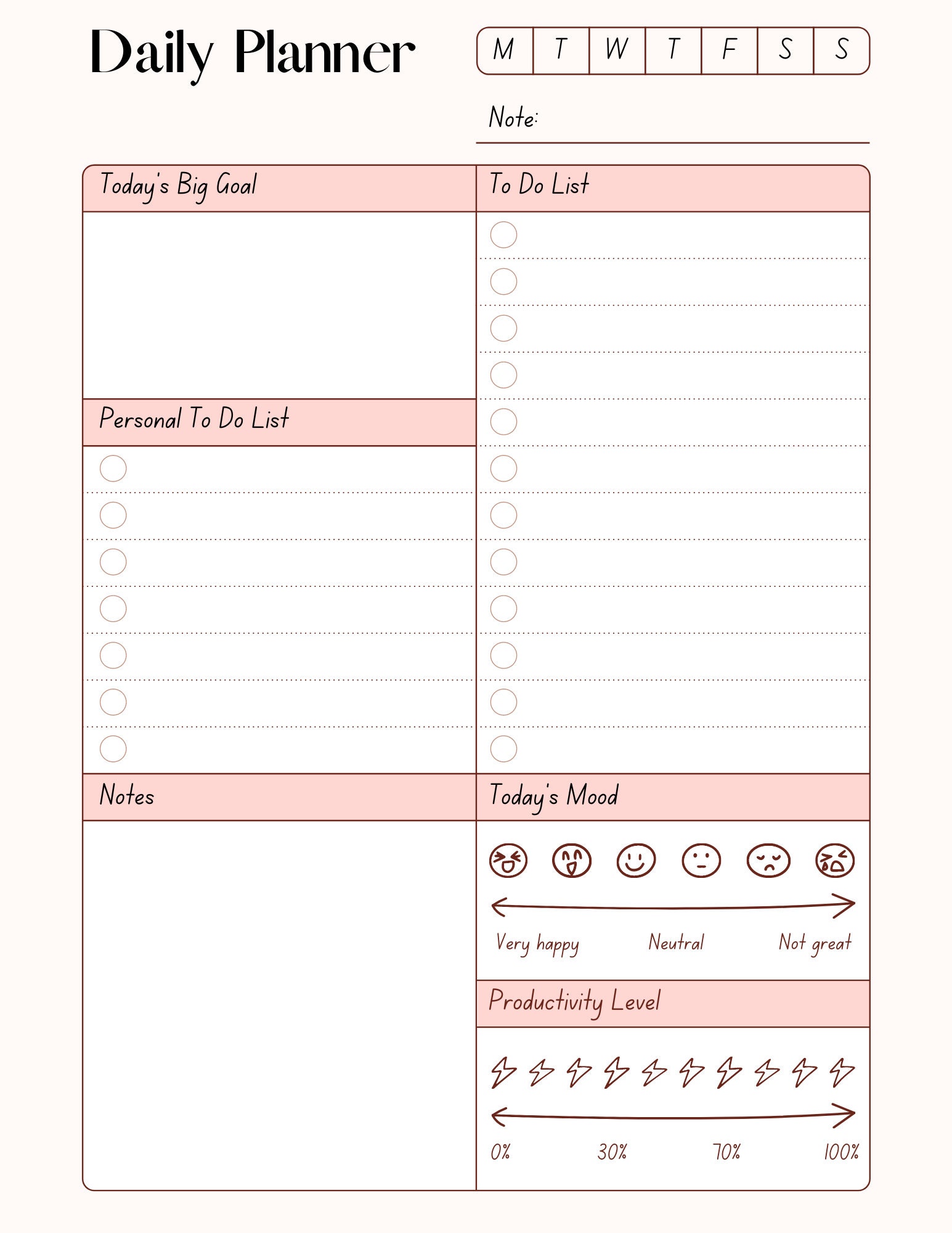 Daily Simple Planner - Printable - Downloadable - Etsy