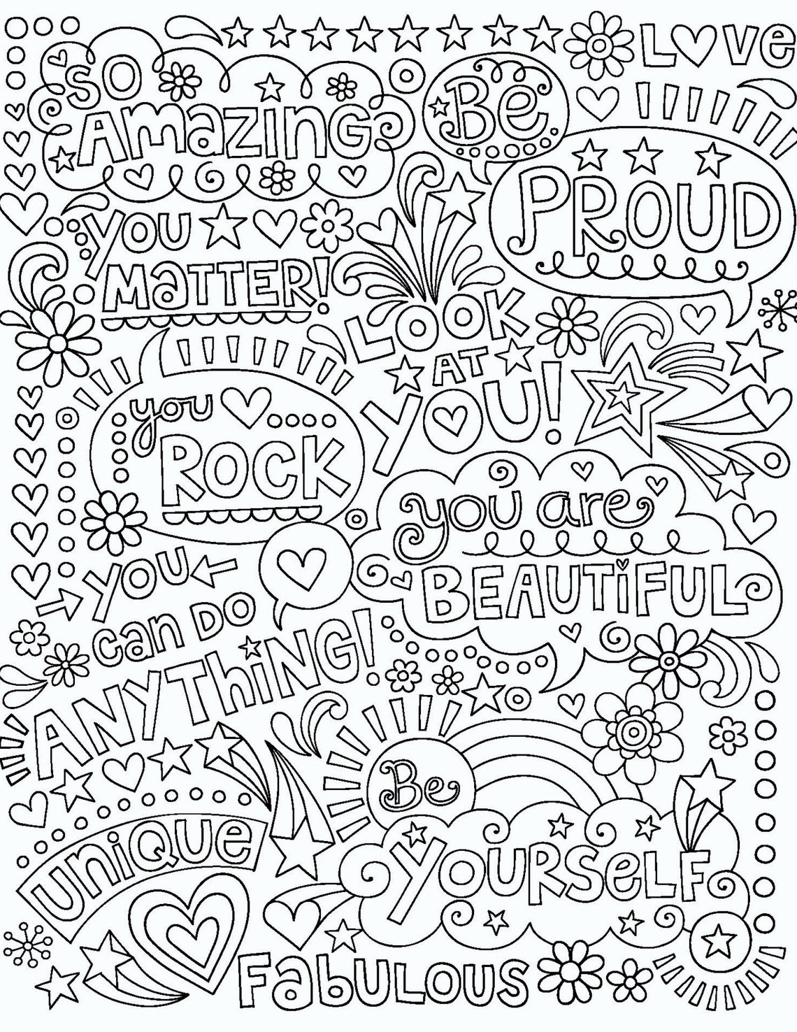 98 Page Anxiety Stress Relief Coloring Book for Adults Digital Download ...