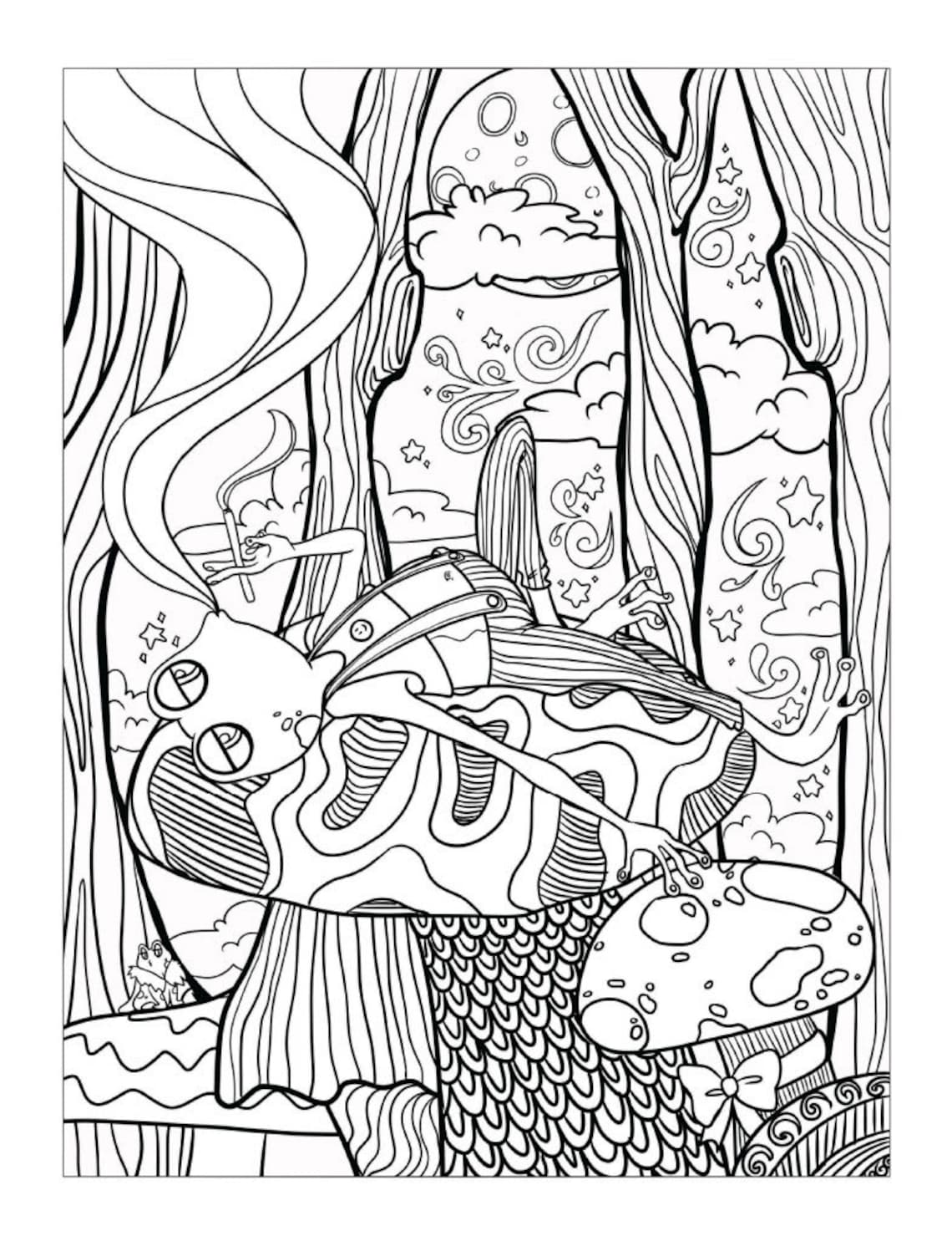 30 Page Psychedelic Trippy Adult Coloring Book - Digital Instant ...