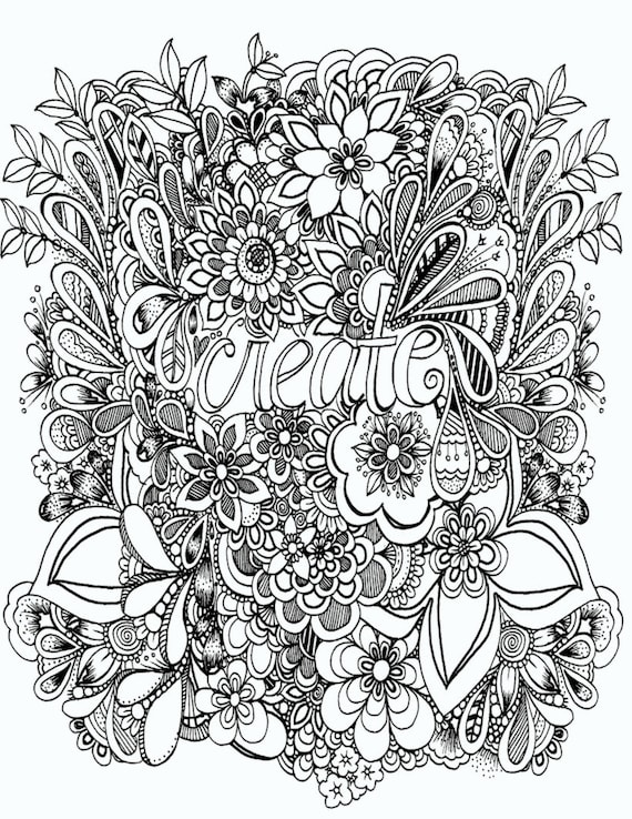 60 Page Flower Botanical Adult Coloring Book Coloring Pages - Etsy