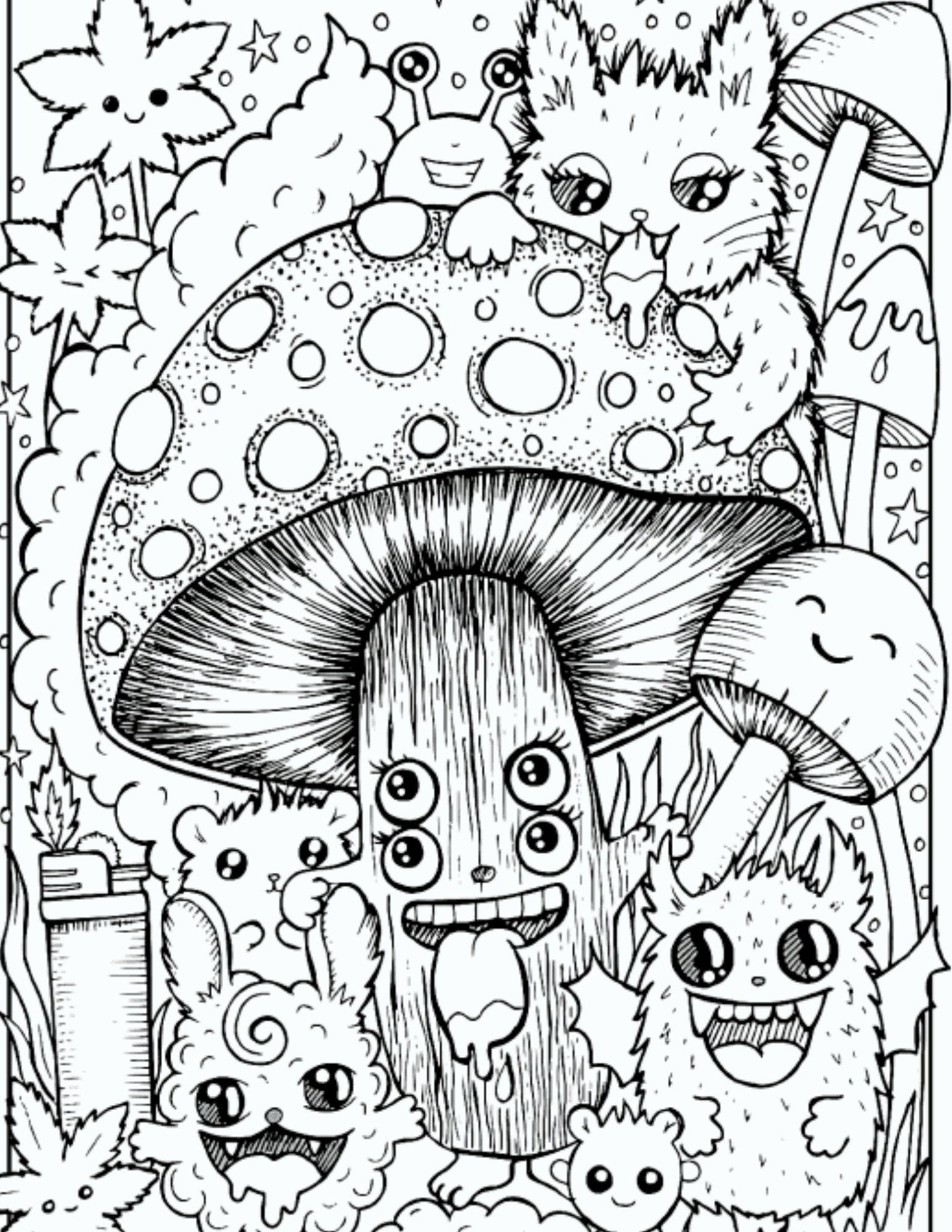 Eat Mushrooms See the Universe Coloring Book Adult 36 Page Printable ...