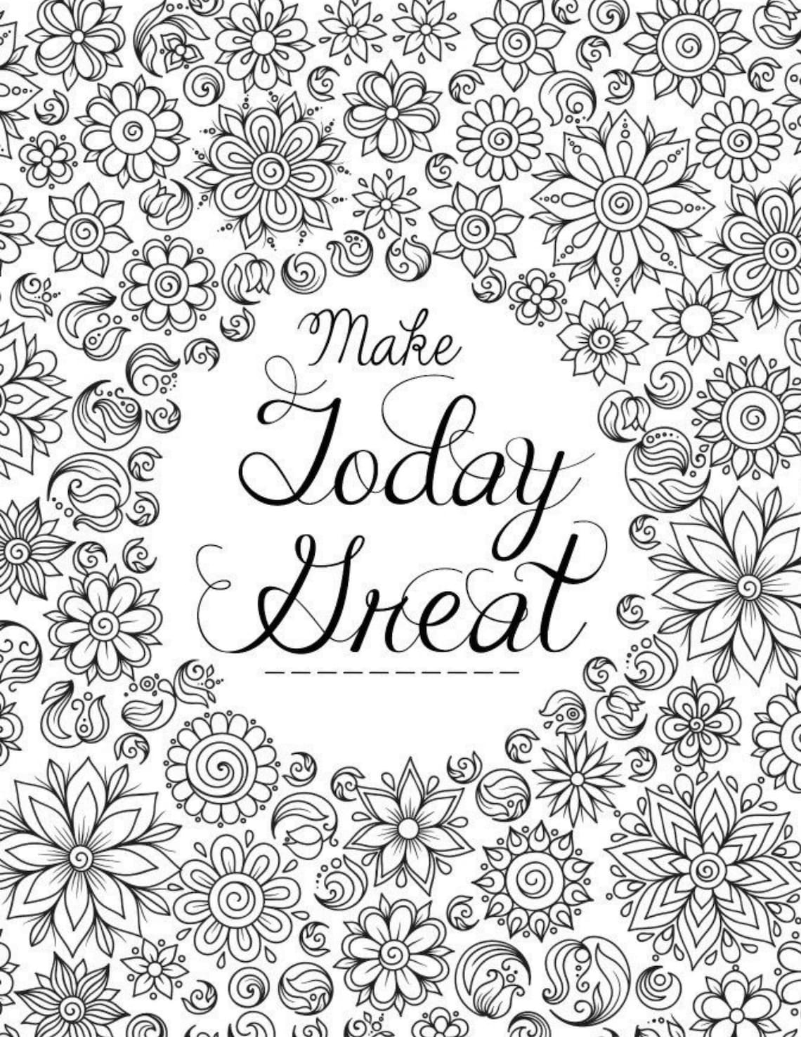 100 Page Believe in Yourself Adult Coloring Book Printable/ | Etsy