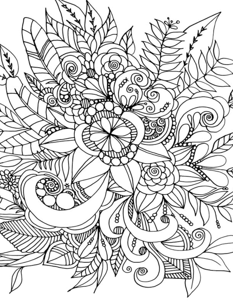 60 Page Flower Botanical Adult Coloring Book - Coloring Pages PDF ...