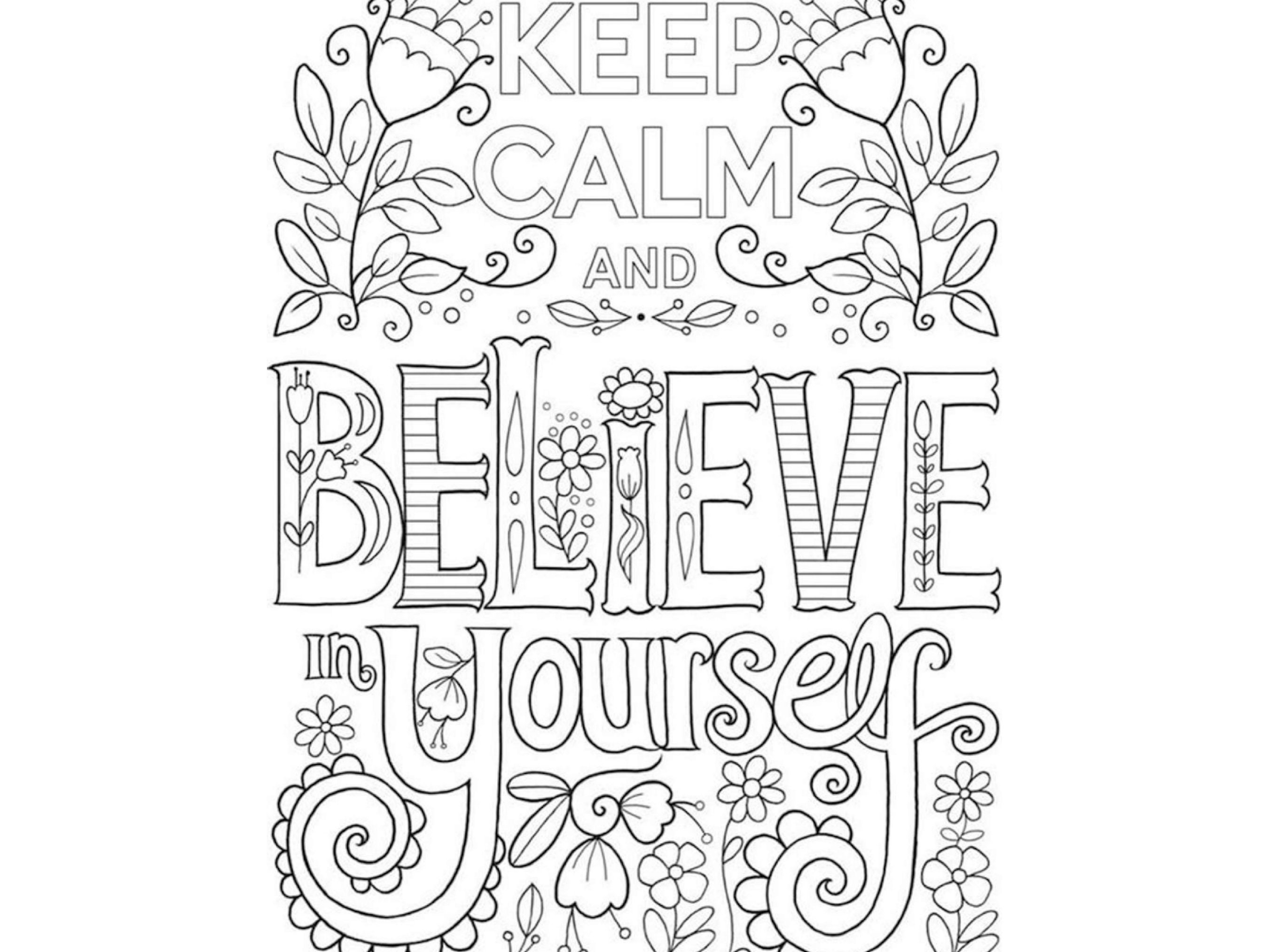 100 Page Believe in Yourself Adult Coloring Book - Printable/ Digital ...