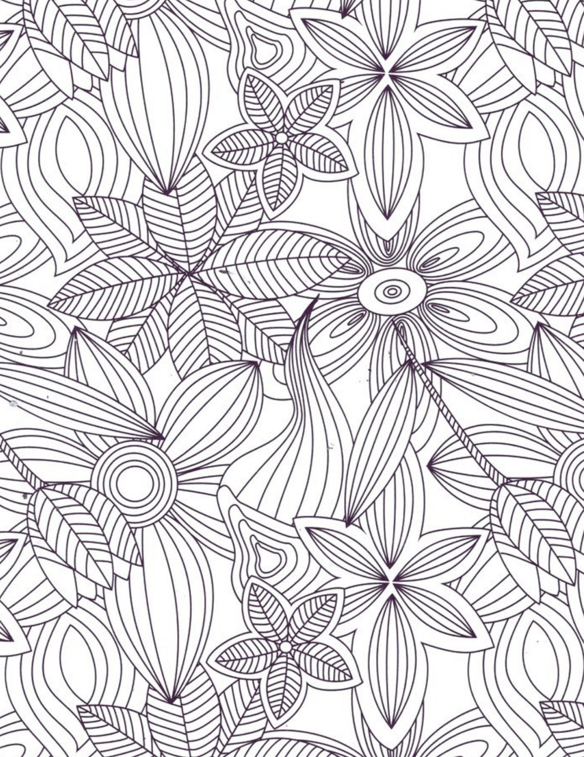 40 PAGE Stress Relief Adult Coloring Book Digital Download / Instant ...