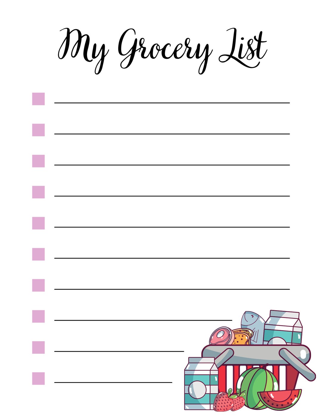 Grocery List- Printable - Etsy
