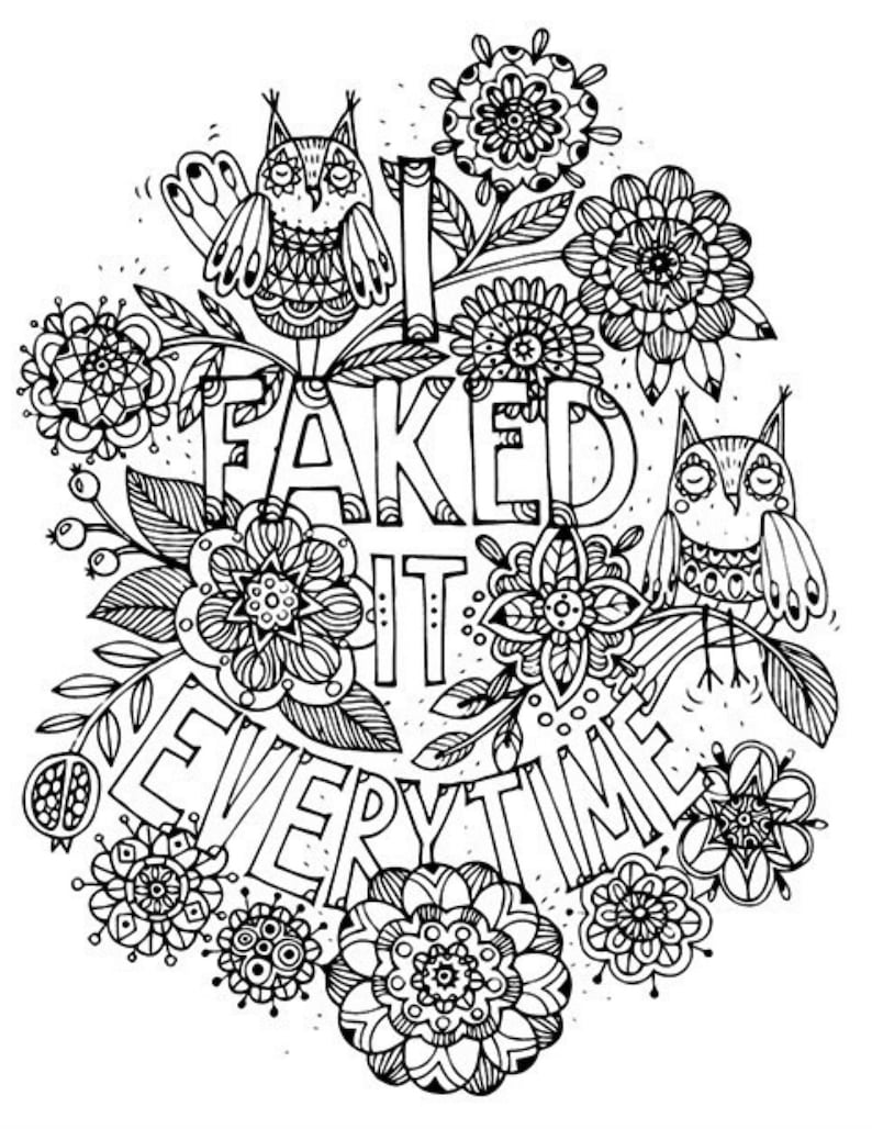 Break up Adult Stress Coloring Book - 30 Pages Printable - Digital ...