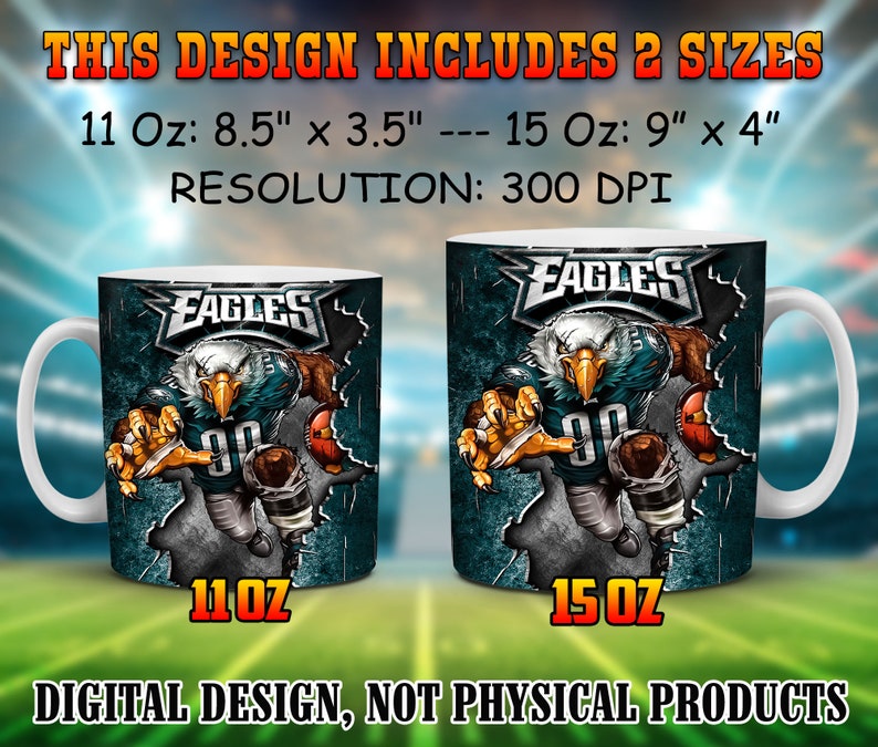 American Football 11 Oz and 15 Oz Mug Wrap PNG, Sport Team Mug PNG ...