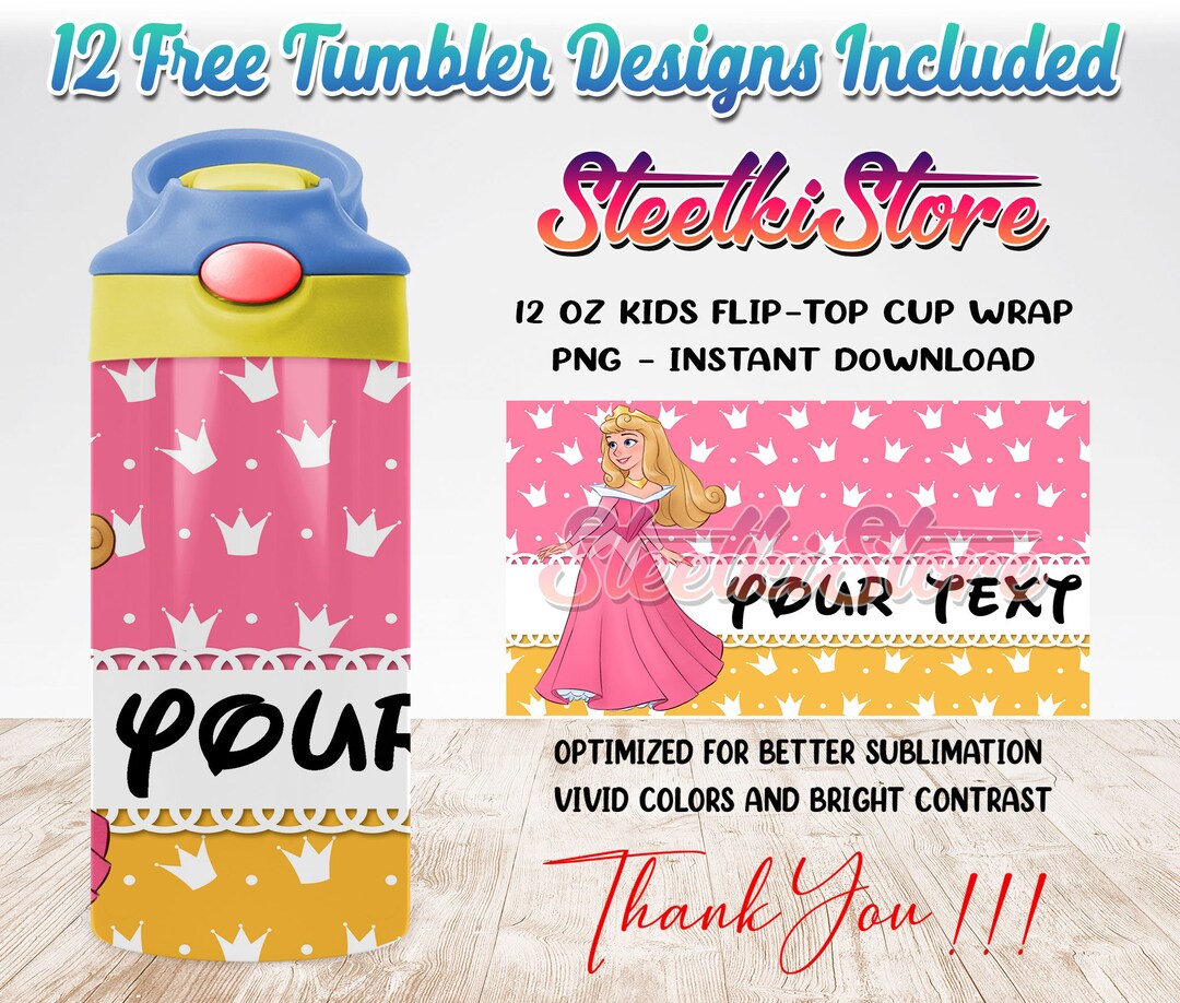 Princess 12 Oz Tumbler Wrap Png, Sippy Cup 12 Oz Png, Flip-top Cup 12 ...