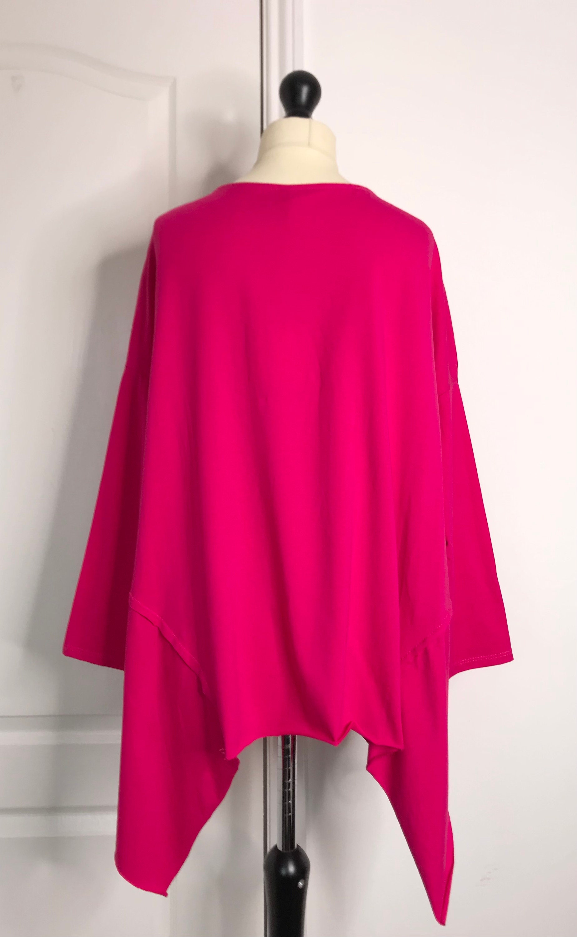 Made in Italy Lagenlook Hot Pink Handkerchief Hem Top UK Sz 14 16 18 - Etsy