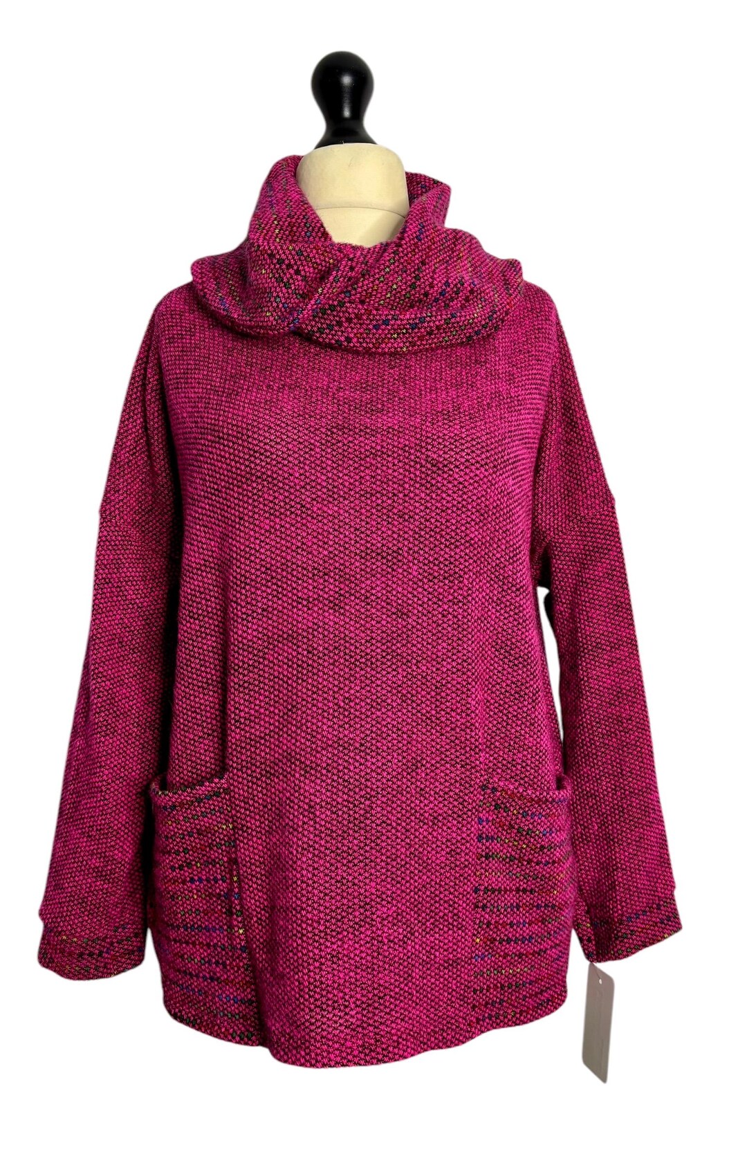 Italian Lagenlook Pink Flecked Cowl Neck Tunic Top UK Size 12 14 16 - Etsy