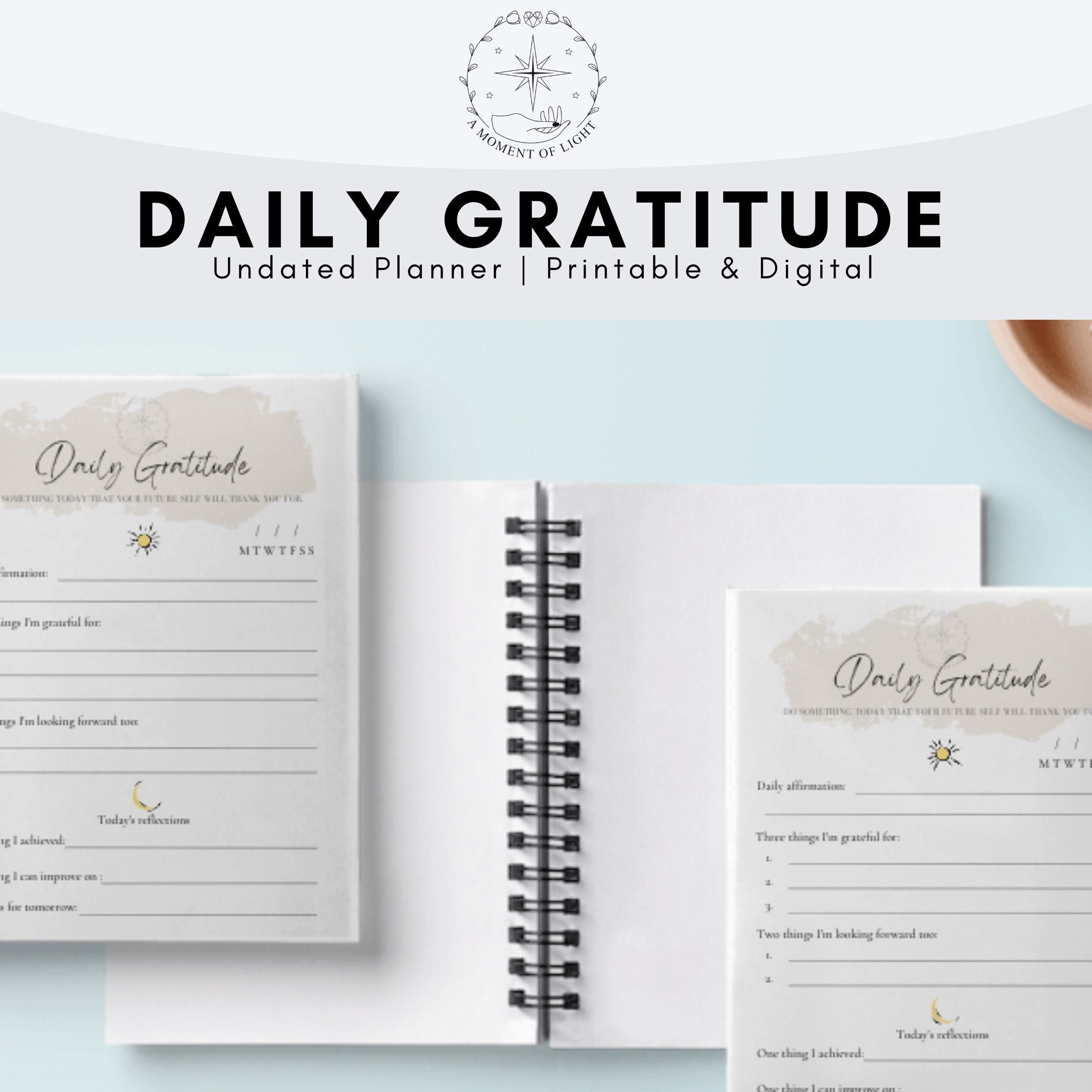 Daily Gratitude Journal Diary Printable Digital Manifestation ...