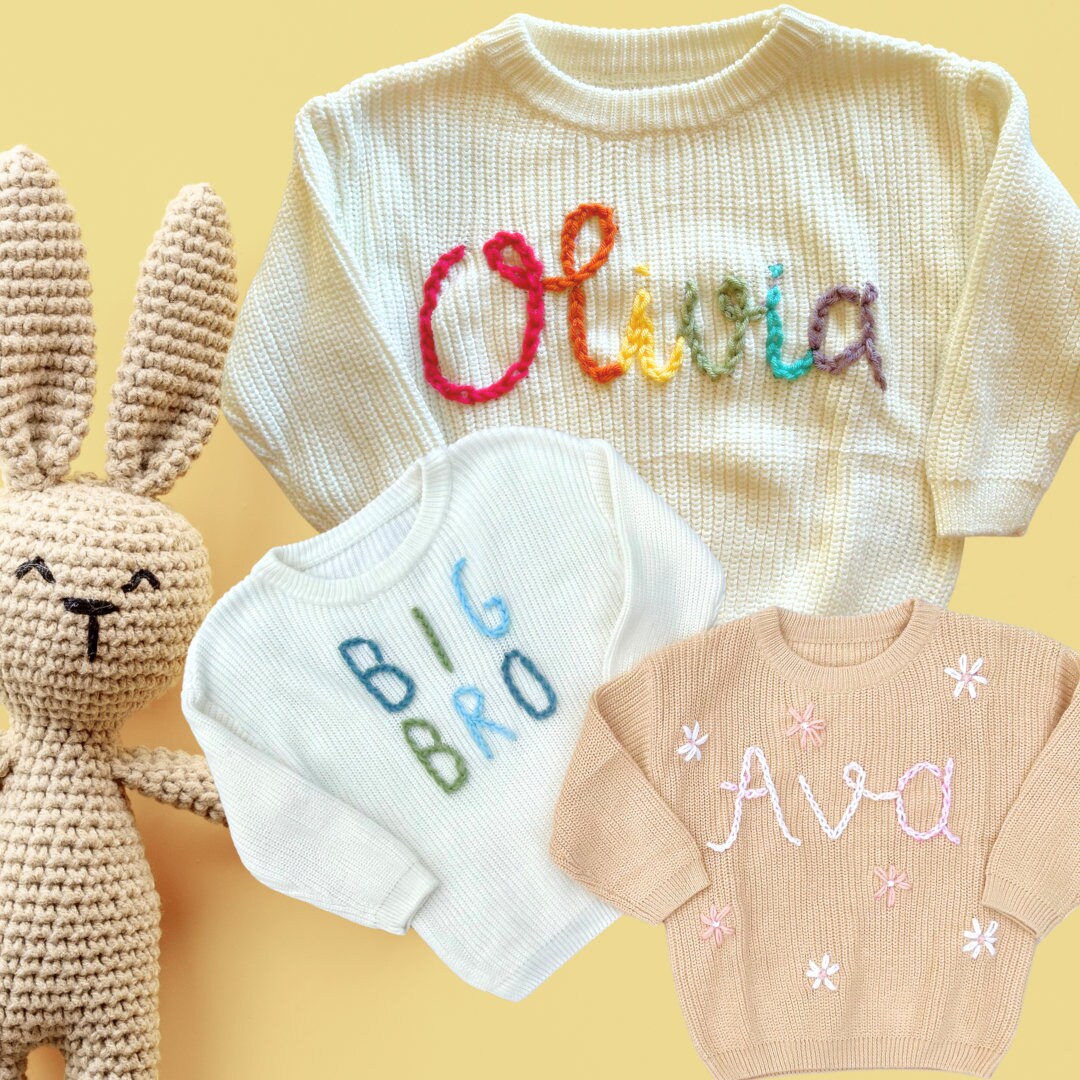 Personalized Baby Name Sweater, Embroidered Baby Sweater, Gift for Baby ...