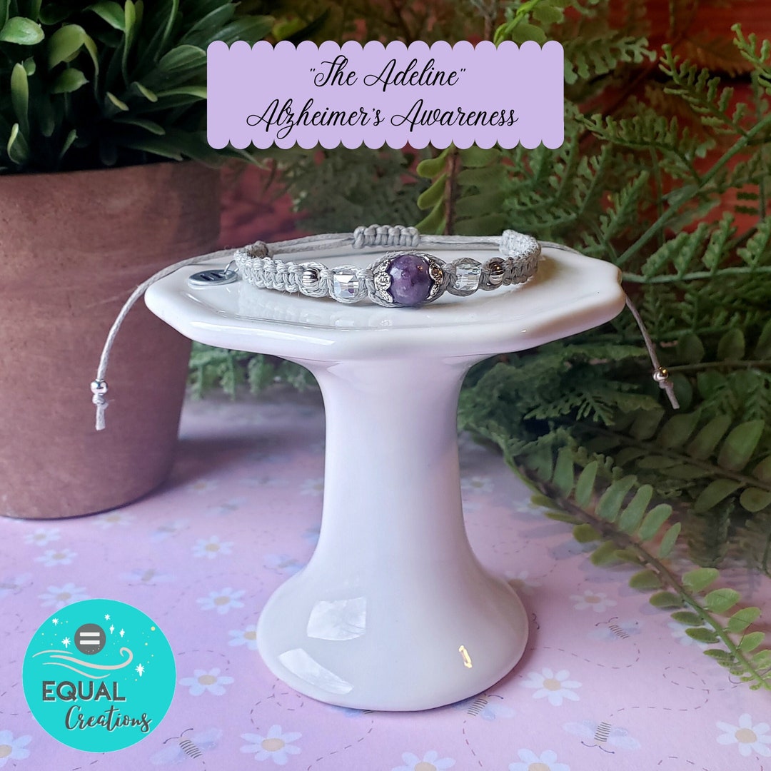 The Adeline Alzheimer's Awareness Bracelet Genuine Lepidolite Bead ...