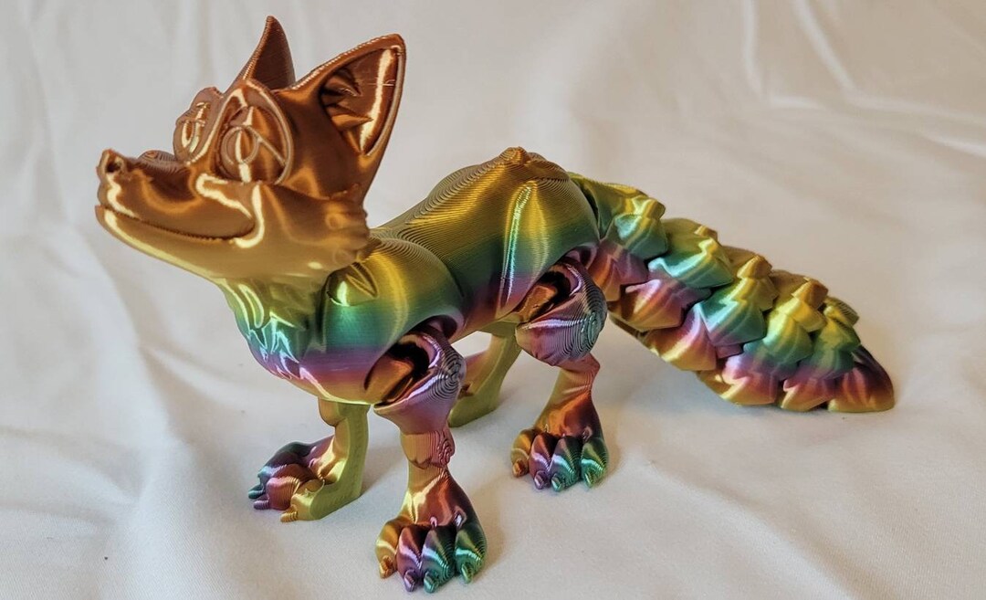 3D Printed Articulated Fox - Adorable Desk Toy or Collectible Figure ...
