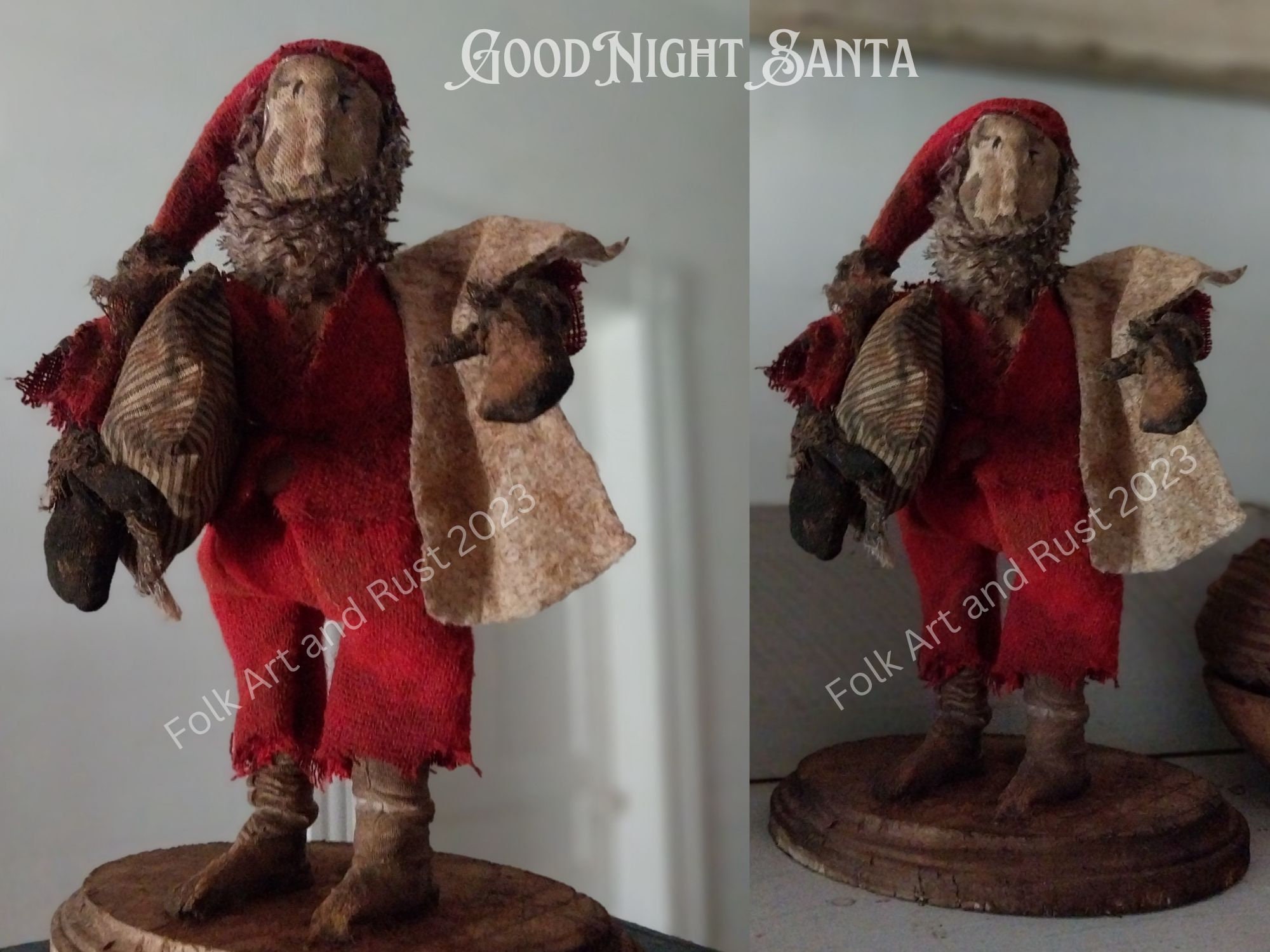 Primitive goodnight Santa E Pattern Pjs Pillow Blanket Instant Download ...