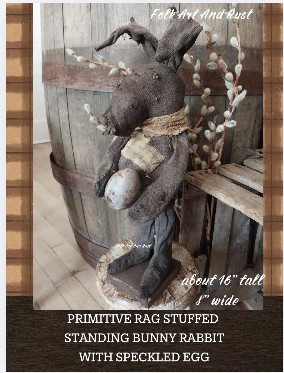 Primitive Pattern ~ Standing Easter Bunny Rabbit With Tatters, Repairs ...