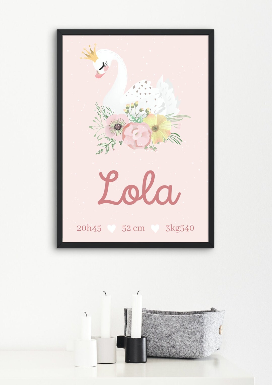 Personalized Birth Poster With First Name, Baby Room Poster, Baby Gift ...